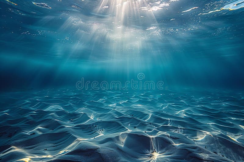 Digital Artwork of Underwater View of the Ocean Floor with Sunlight ...