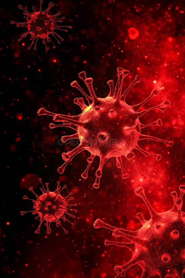 A Group of Red Viruses on a Black Background Stock Image - Image of ...