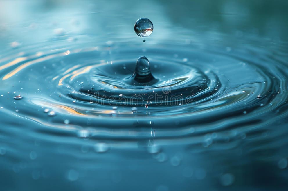 Digital Artwork of Water Drop Falling in Water, Creating Ripples on ...