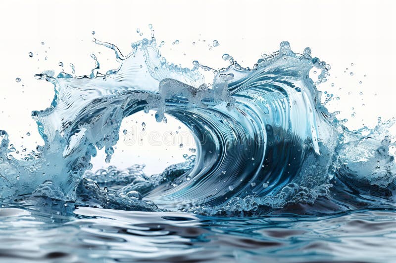 Digital Artwork of Water Wave Isolated on White Background, Simple ...