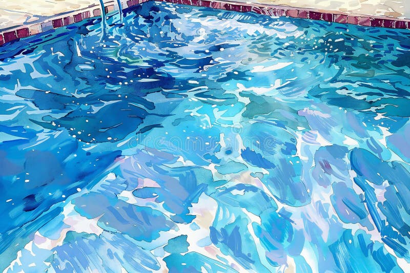 Digital Artwork of Water Waves in Pool Underwater Reflection for Summer ...