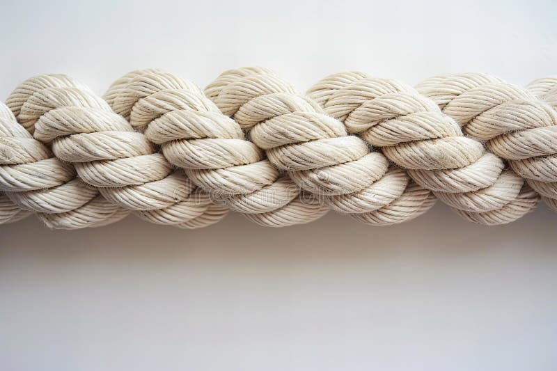 Digital Artwork of White Cotton Rope, Horizontal Line on a White ...