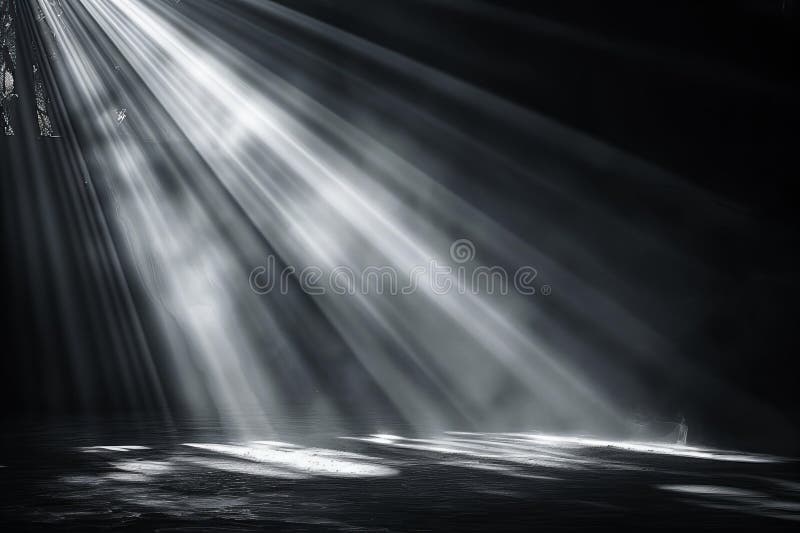 Digital Artwork of White Light Rays, Isolated on Black Background, Soft ...