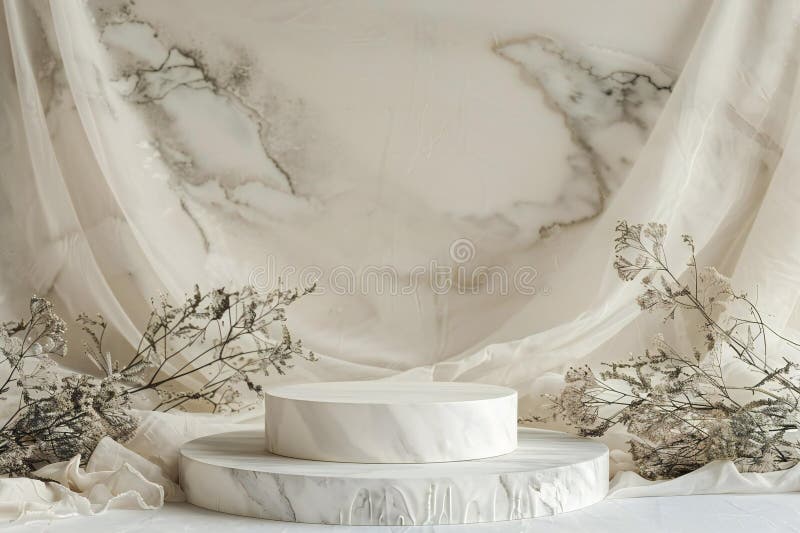 Digital Artwork of White Marble Circular Cake Stand Against a Light ...