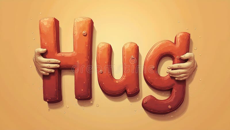 Digital Artwork of Word Hug with Embracing Arms Conveying Warmth Stock ...