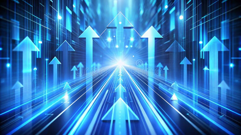 Digital Ascent Blue Glowing Arrows, Technological Growth Stock ...