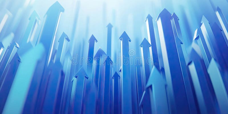 Digital Ascent: a Surge of Blue Arrows, Composed of Data Streams and ...