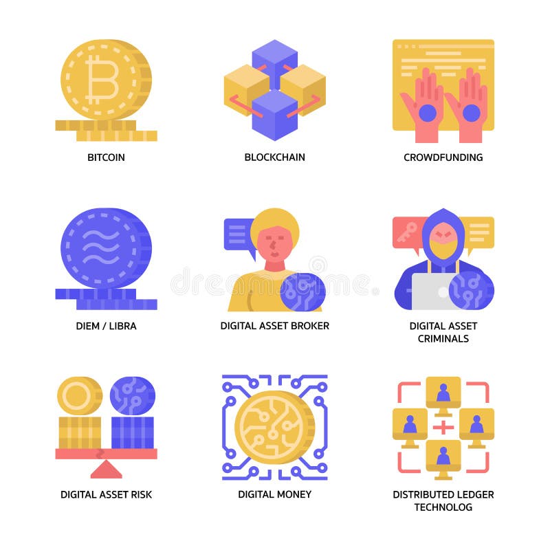 Digital Asset Icons Set stock vector. Illustration of icons - 230642835