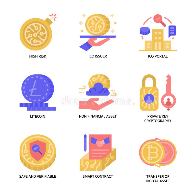 Digital Asset Icons Set stock vector. Illustration of money - 230642841