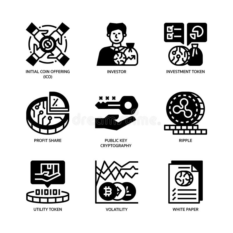 Digital Asset Icons Set stock vector. Illustration of asset - 230642859