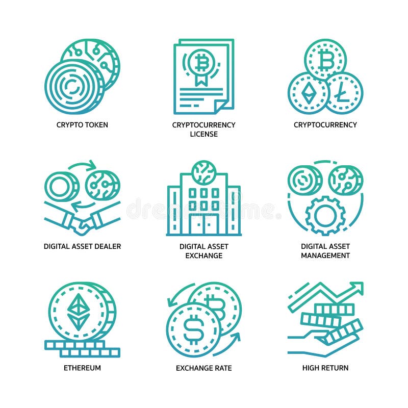 Digital Asset Icons Set stock vector. Illustration of ethereum - 230642861