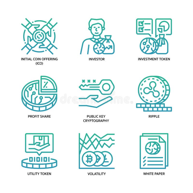 Digital Asset Icons Set stock vector. Illustration of gradient - 230642868