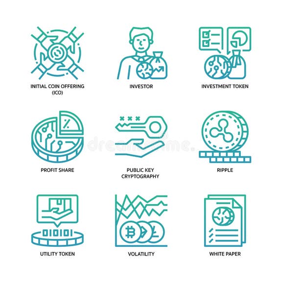 Digital Asset Icons Set stock vector. Illustration of gradient - 230642868