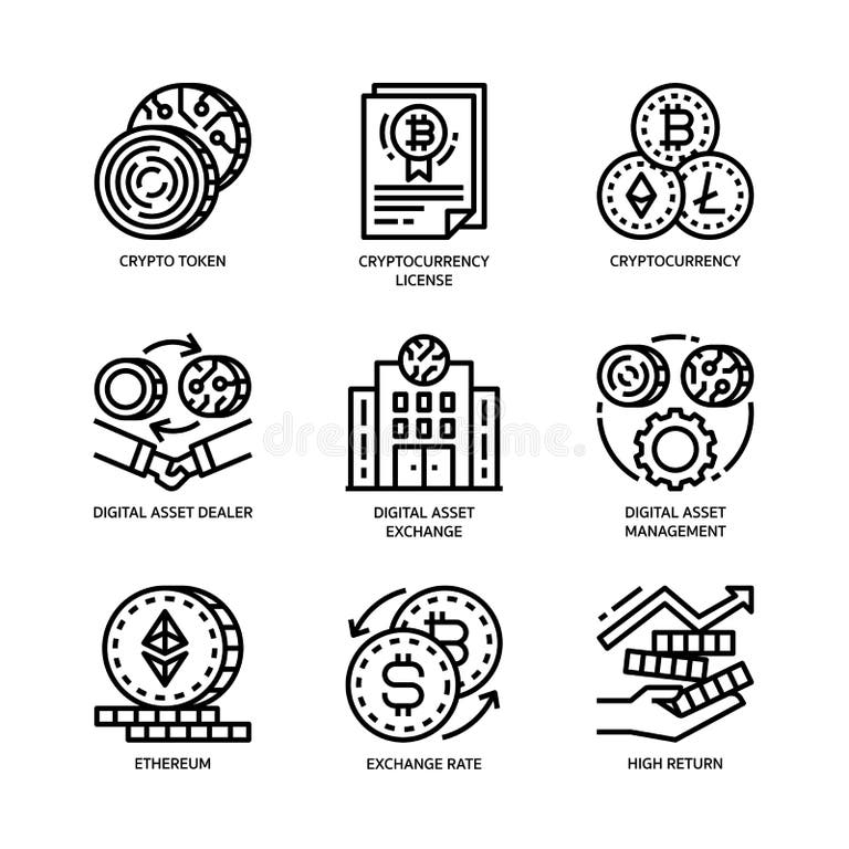 Digital Asset Icons Set stock vector. Illustration of vector - 230642875