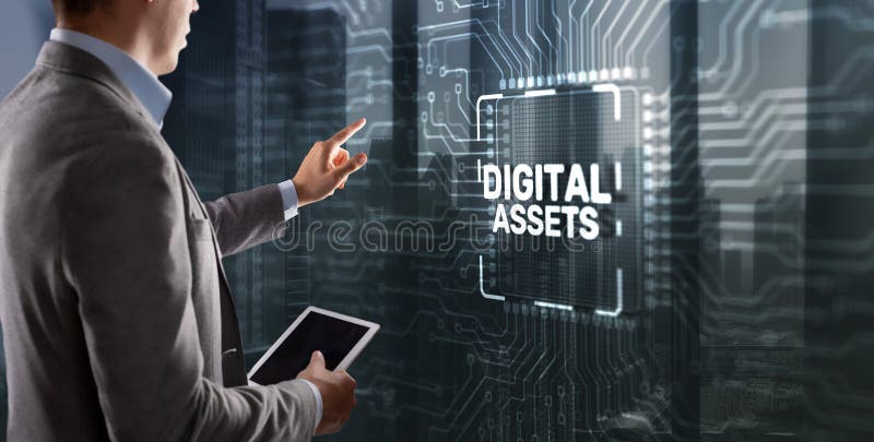 Digital Asset Management, Document Imaging. Businessman Clicking on ...