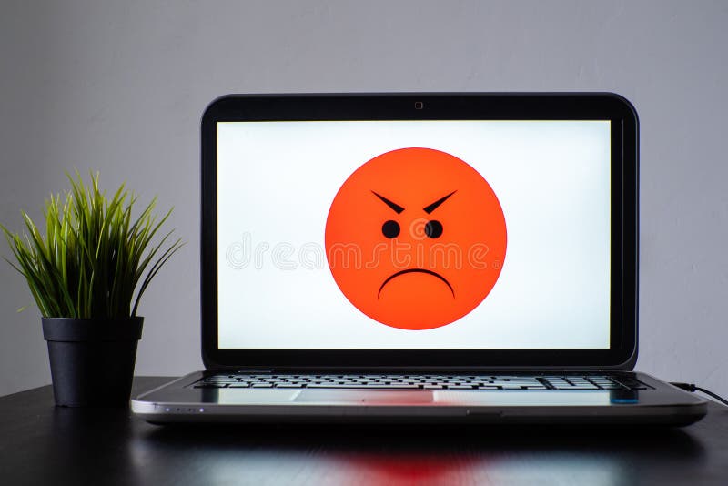 Digital Assistant and Chat Bot, Evil Face on Laptop Screen, Stock Photo ...