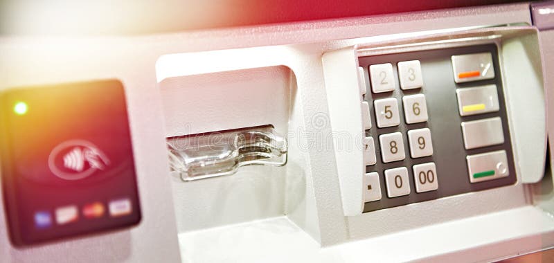 Digital ATM Panel and Card Slot Stock Image - Image of card, push ...