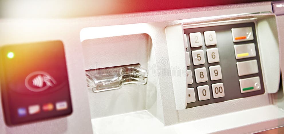 Digital ATM Panel and Card Slot Stock Image - Image of card, push ...