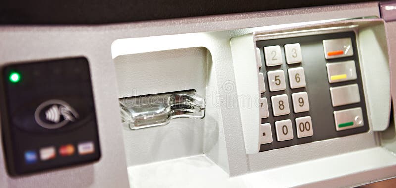 Digital ATM Panel and Card Slot Stock Image - Image of finance, button ...
