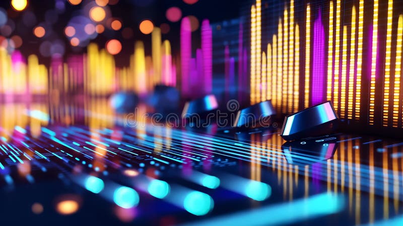 Digital Audio Graphic Neon Displaying Pulsing Multicolor Bars ...