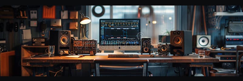 Digital Audio Video Editing Studio in Modern Loft Style Interior Stock ...