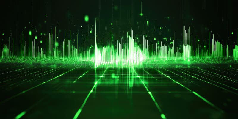 Digital Audio Wave Frequency Visualization. Abstract Green Futuristic ...