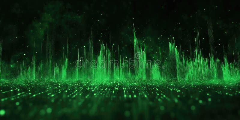 Digital Audio Wave Frequency Visualization. Abstract Green Futuristic ...