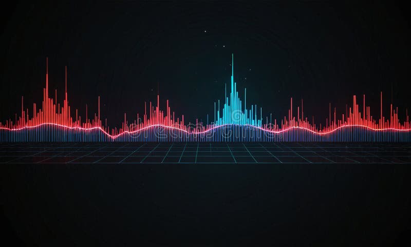 Digital Audio Waveform Displays Gradient Red and Blue Tones, with ...