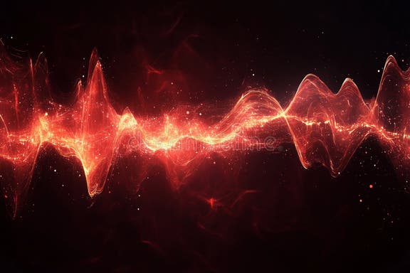 Digital Audio Waveforms in Vibrant Red Colors Create Dynamic Visual ...
