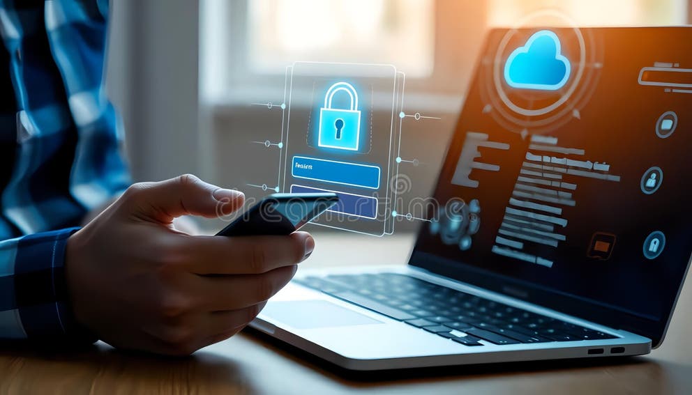 Digital Authentication and Security Stock Illustration - Illustration ...