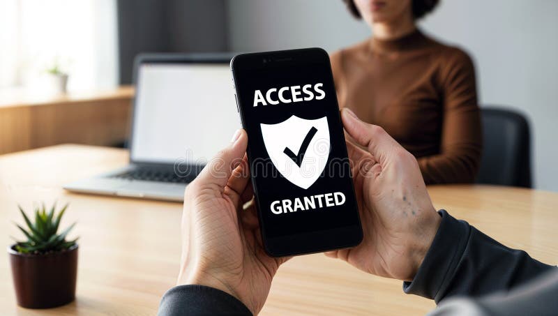 Digital Authorization: Access Granted for Secure Mobile Interactions Stock Photo - Image of ...