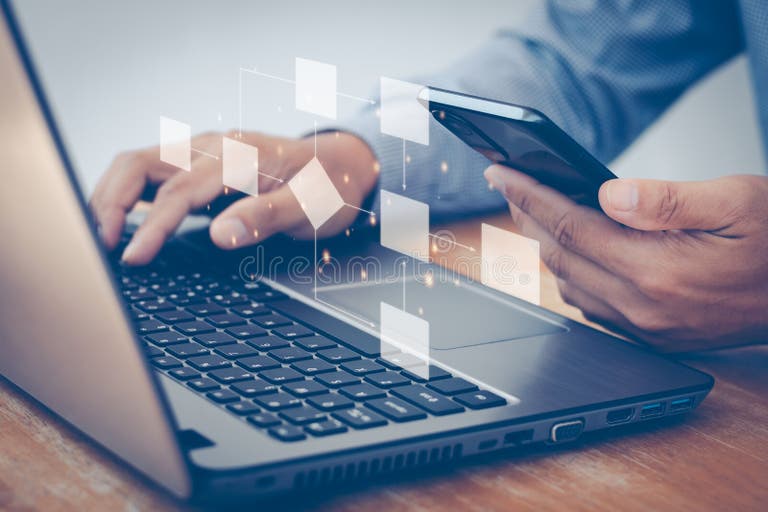 Digital Automation Concept. Businessman Using a Computer Laptop ...