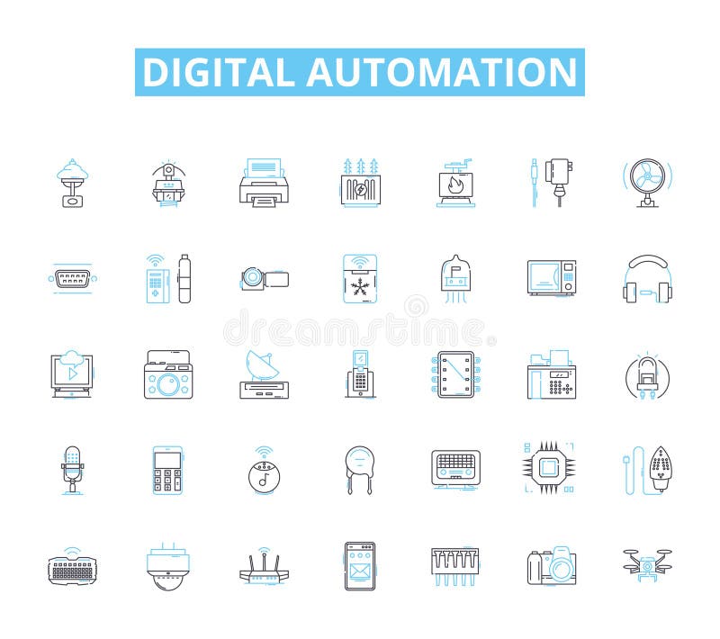 Digital Automation Linear Icons Set. Robotics, Automation, Artificial ... Digital Automation Linear Icons Set. Robotics, Automation, Artificial ...