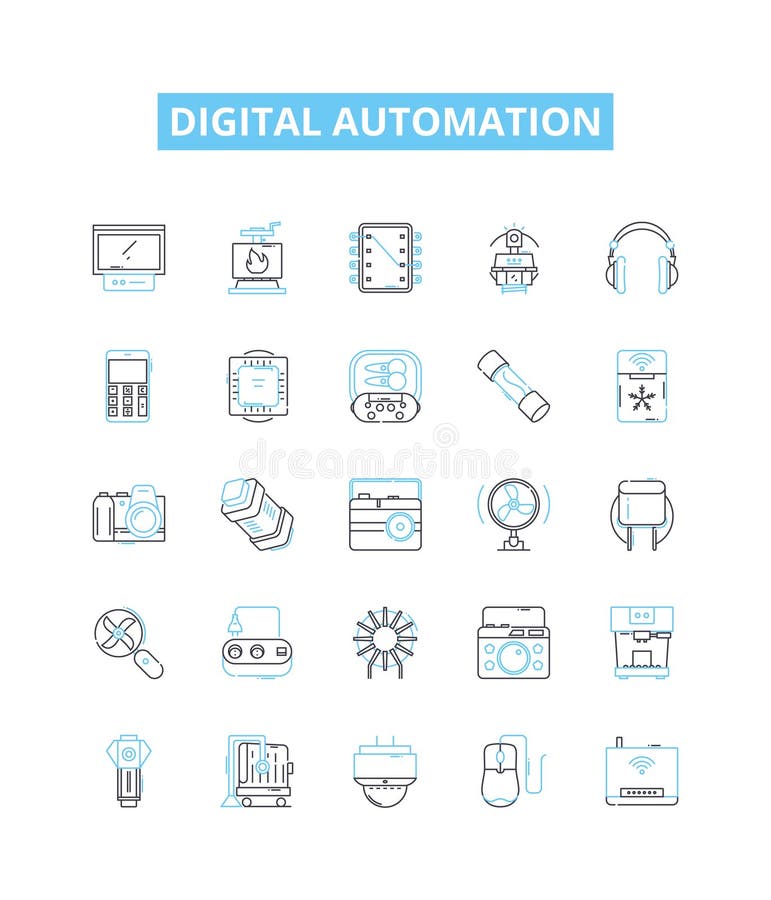 Digital Automation Vector Line Icons Set. Digital, Automation, Robotics ...