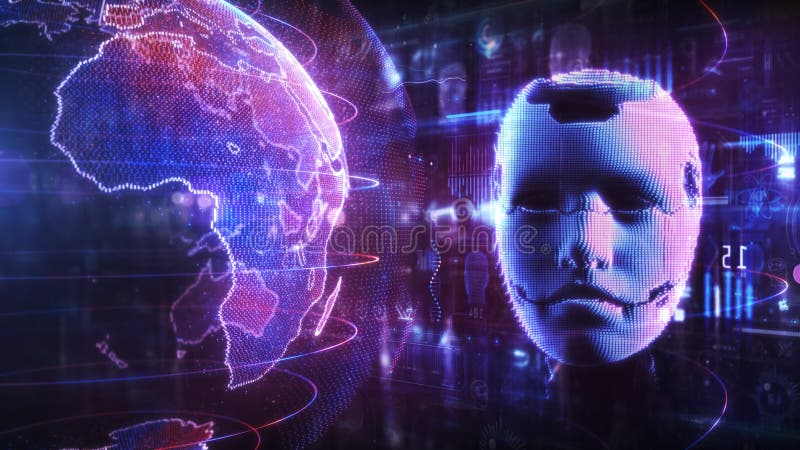 Digital Avatar AI Against the Backdrop of the Digital World. Stock ...