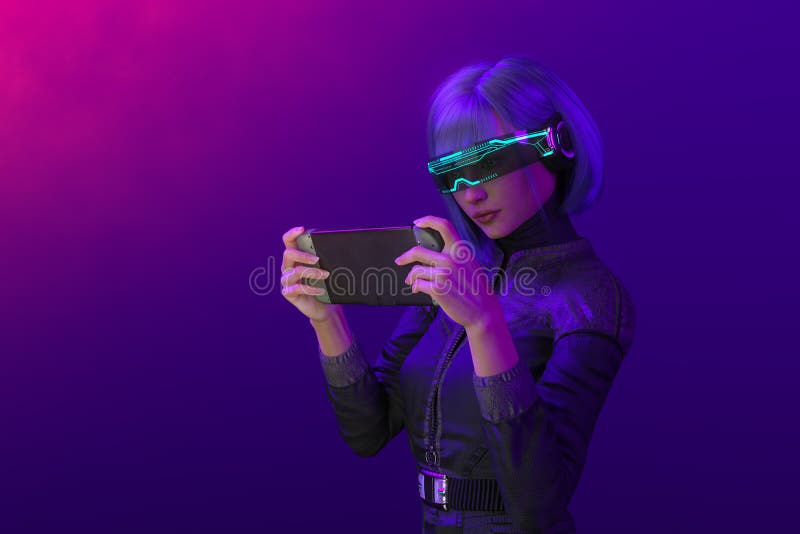 Digital Avatar Playing Game in Metaverse Virtual World, 3d Render Stock ...