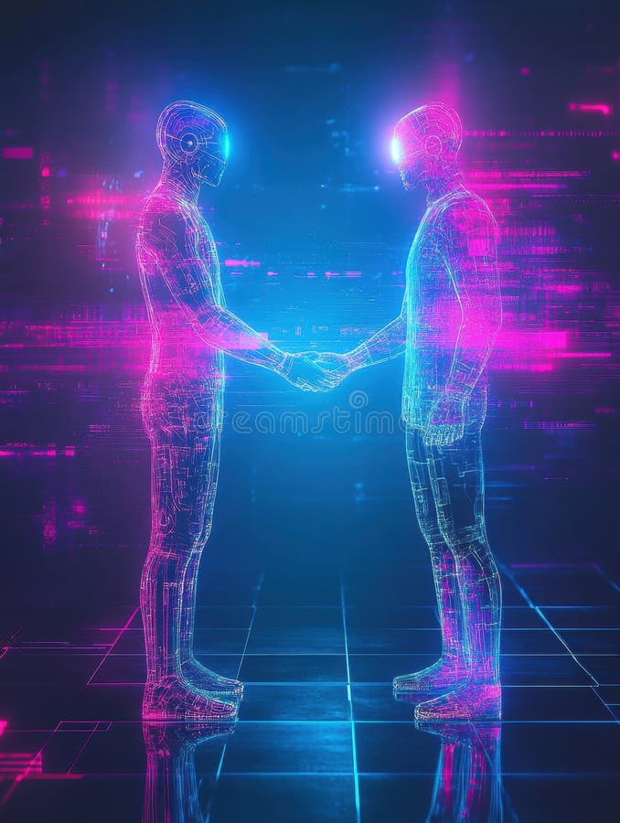Digital Avatars Engage in Metaverse Handshake, Symbolizing Virtual ...