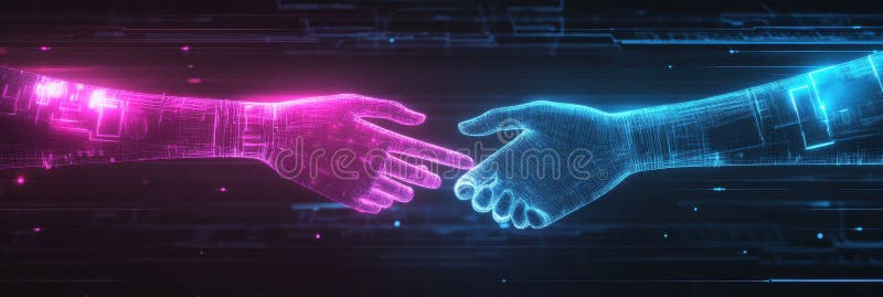 Digital Avatars Engage Metaverse Social Interaction Friendly Handshake ...