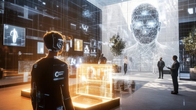 Digital Avatars Interact in a Virtual Lobby Featuring Holographic ...