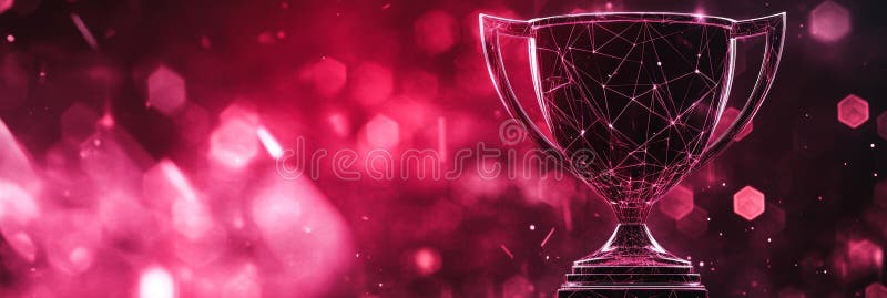 Digital Award Trophy on Red Technology Background, Success Symbol in ...