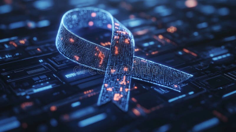 Digital Awareness Ribbon on Circuit Board Stock Illustration ...