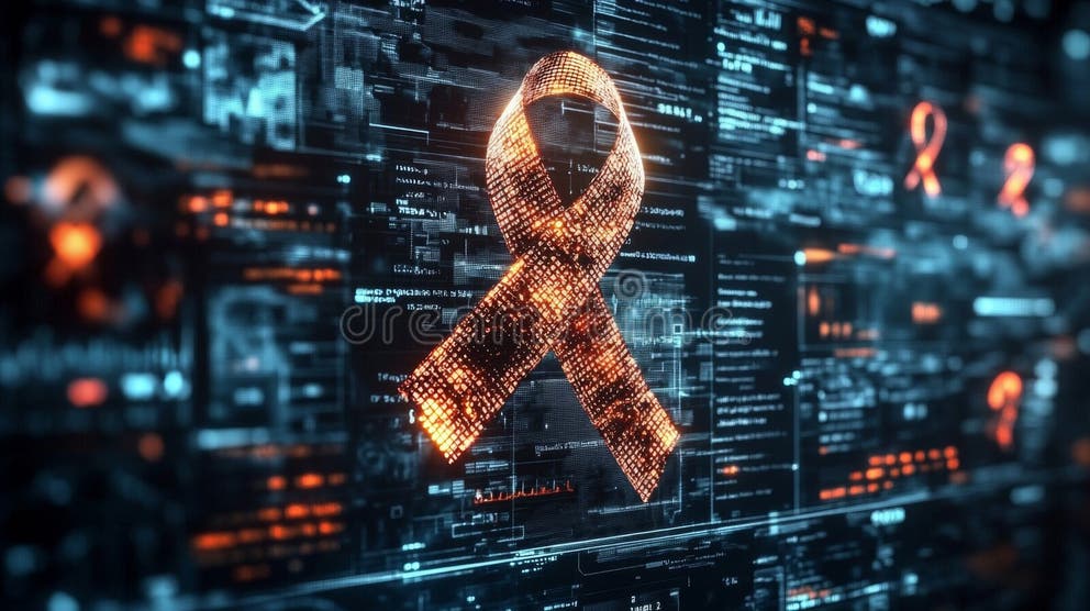 Digital Awareness Ribbon Representing Cyber Security Stock Illustration ...
