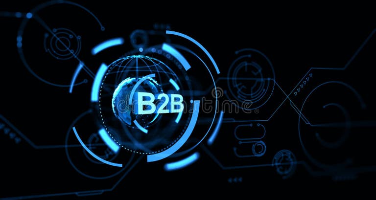 Digital B2B Network Concept with Futuristic Interface. 3D Rendering ...