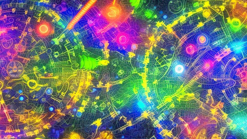 A Digital Backdrop Filled with a Spectrum of Colorful Lights, Cyberpunk ...