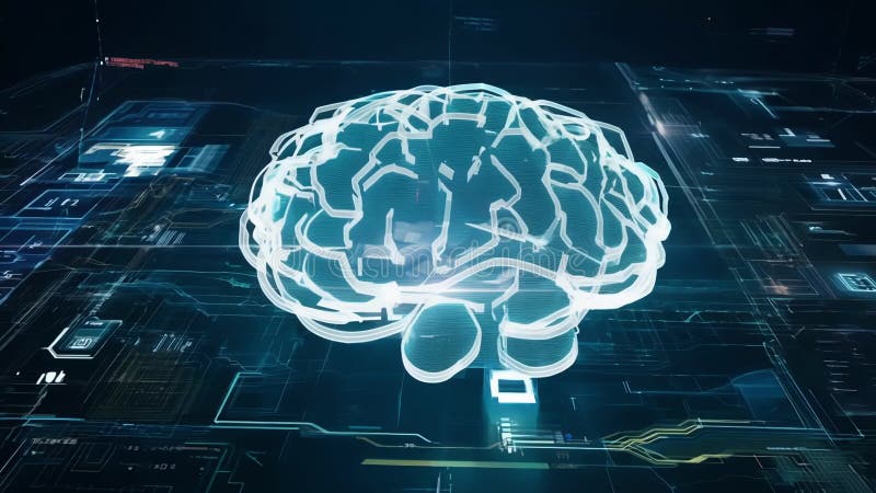 The Digital Background of the AI Brain is a Mesmerizing Display of Data Streams and Algorithms ...