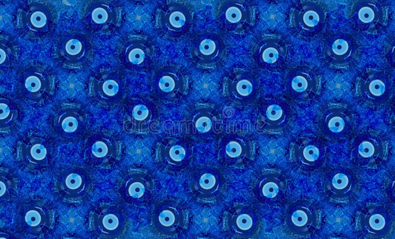 Digital Background Art of Blue Evil Eye Pattern Stock Illustration ...