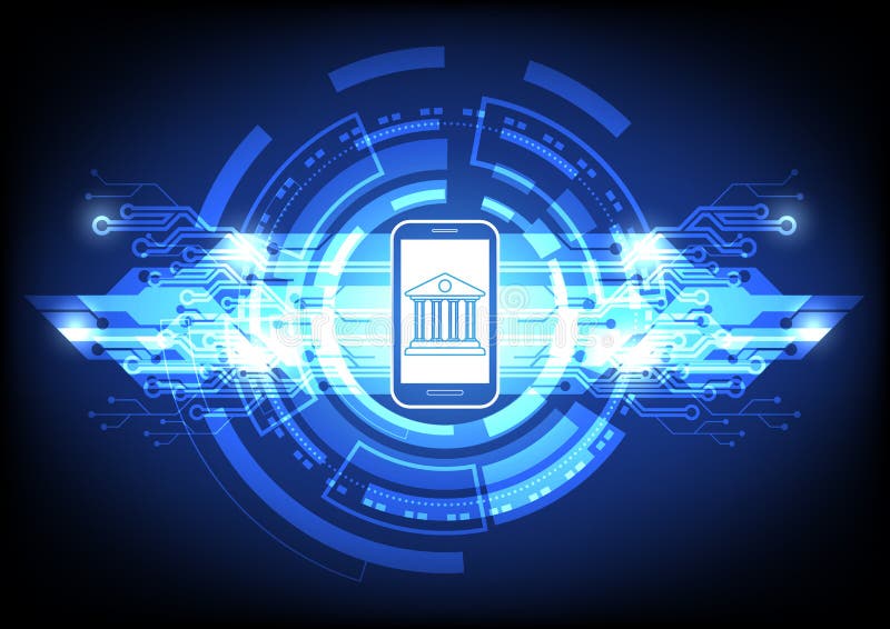 Digital Banking with Mobile Phone and Technology Background Stock ...