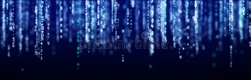 Digital Background Blue Matrix Coding Or Hacking Concept Flow Of Random Numbers 3d Rendering