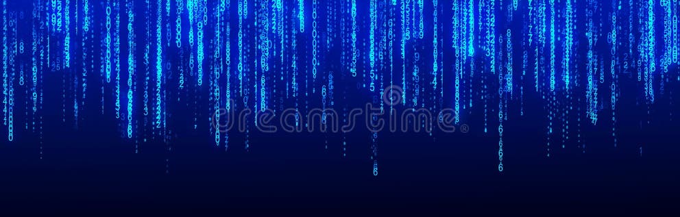 Digital Background Blue Matrix. Matrix Style Program. Stream of Decimal Digits. Computer Code ...