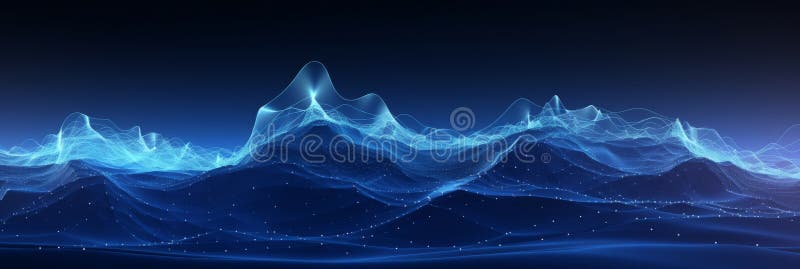 Digital Background of Blue Network Wave with Light Particles. Abstract ...